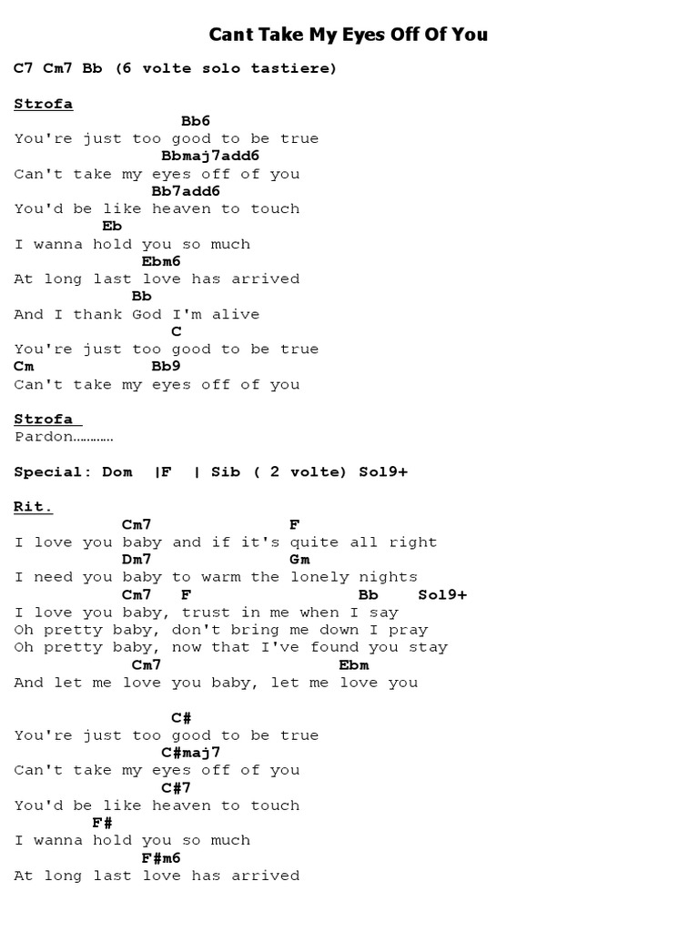 "Can't Take My Eyes Off You Lyrics" | PDF