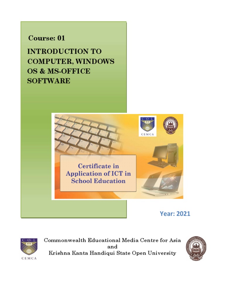 Course-01 Introduction to Computer, Windows Os & Ms-Office Software ...
