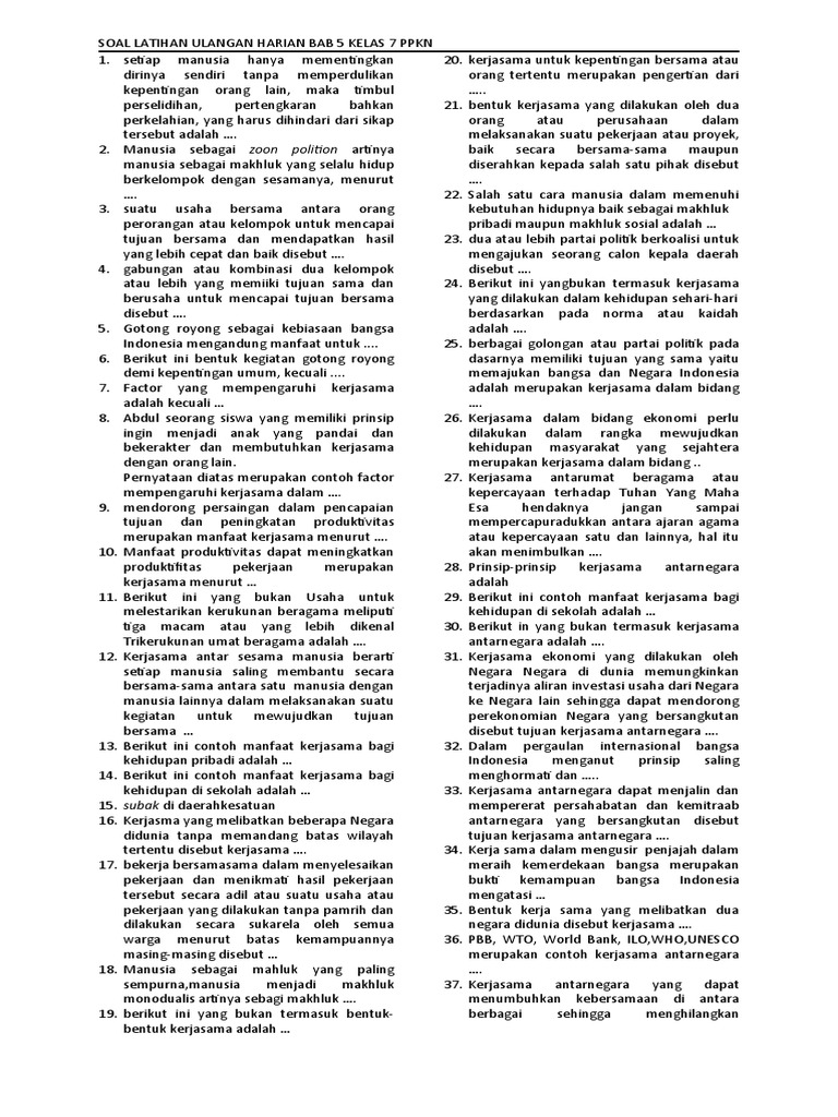 Soal Bab 5 PKN | PDF