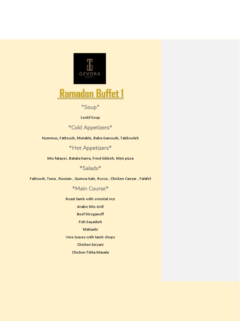 Gevora Ramadan Menu | PDF
