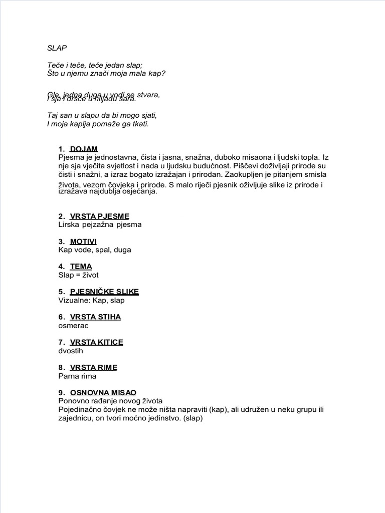 Dobrisa Cesaric Pjesme Lektira 7 Razred | PDF