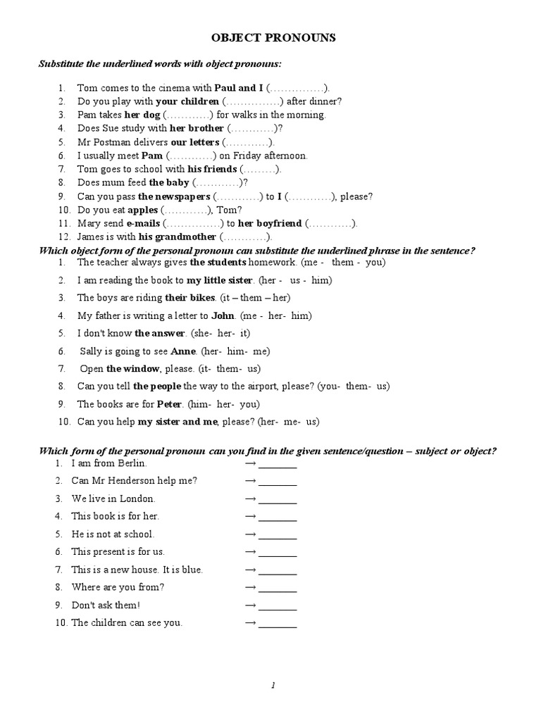 Object Pronouns | PDF | Pronoun