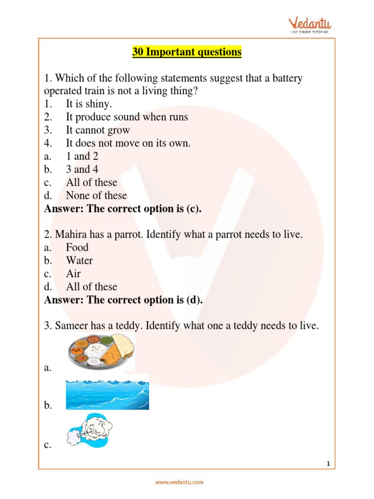 NSO Science Important Questions Class 1 | PDF