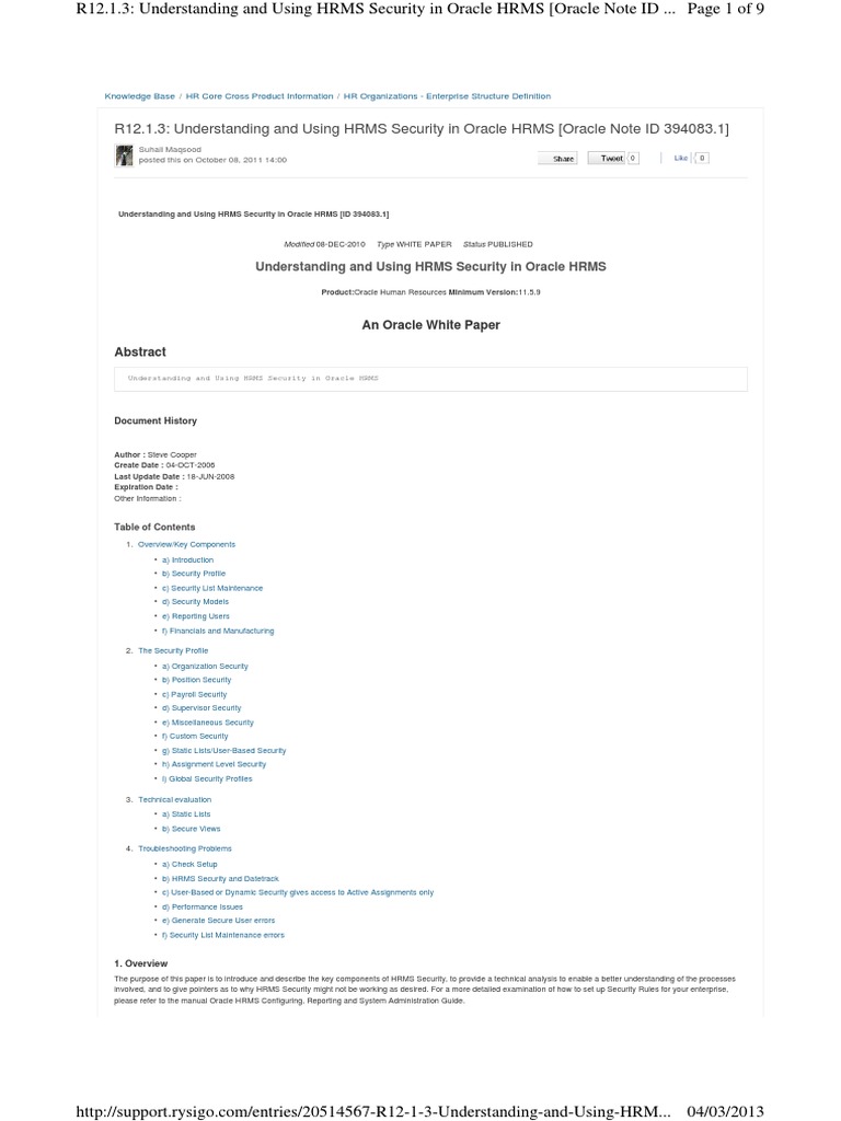 HRMS Security | PDF