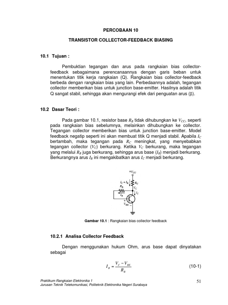 Perc - 10 Rangk. Collector Feedback Biasing | PDF
