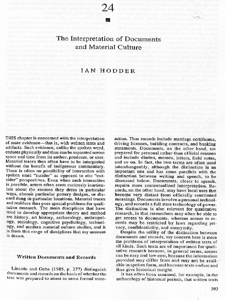 The Interpretation of Documents and Material Culture | PDF