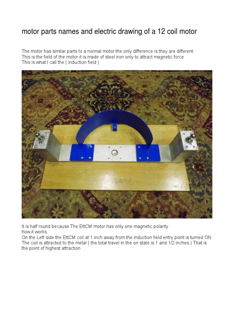 Motor Parts Names and Electric Drawing of A 12 Coil Motor | PDF