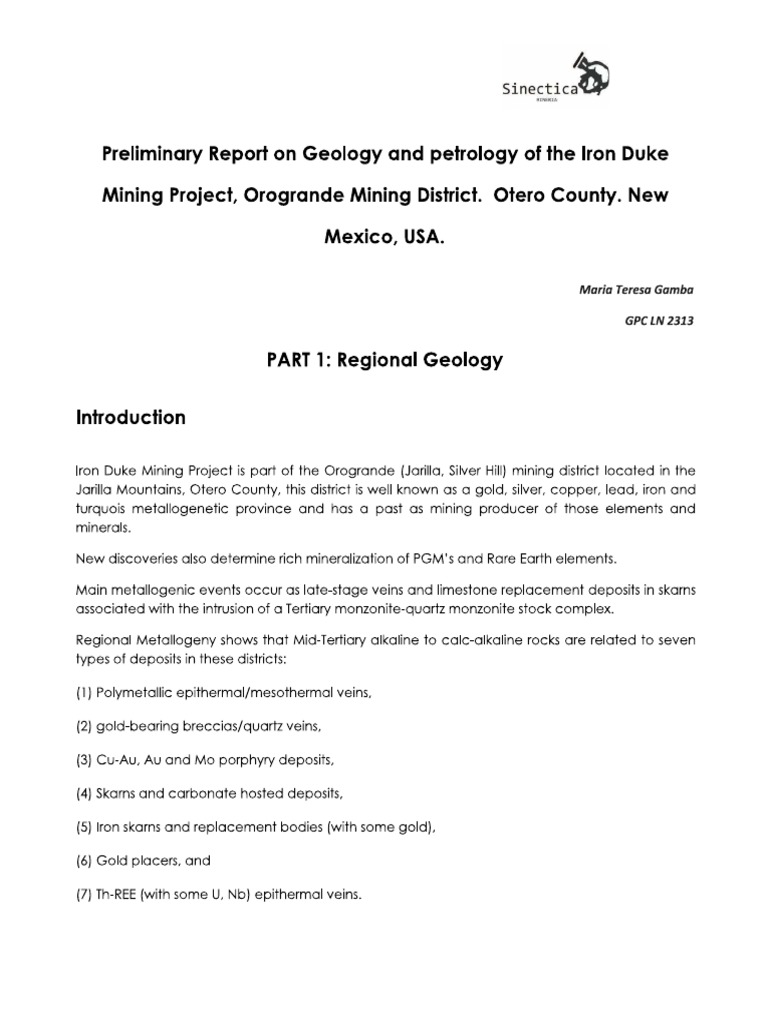 iron duke geology | PDF