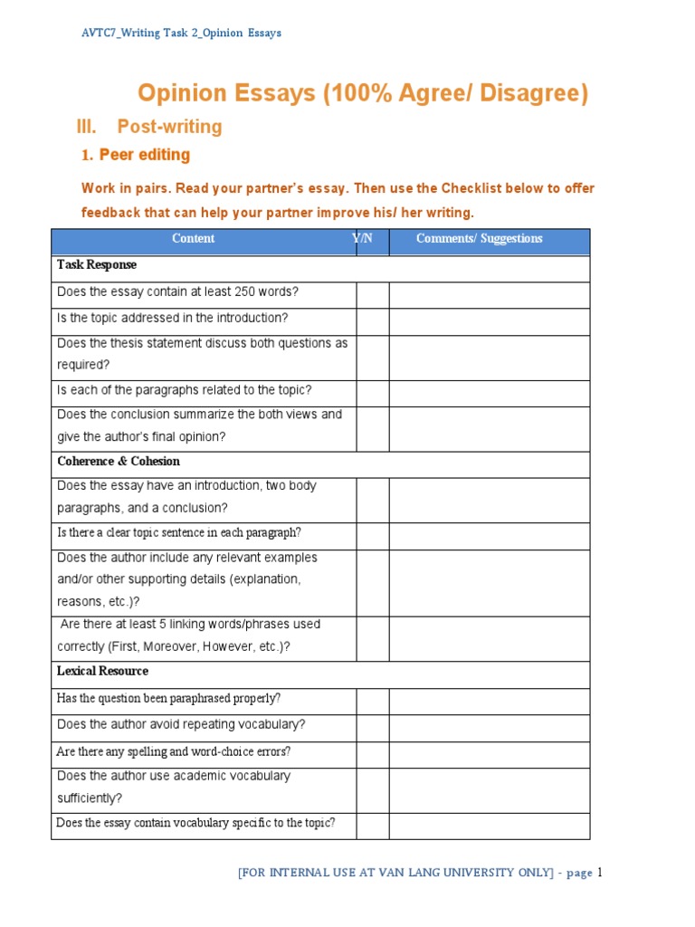 L8. Writing 3 - Task 2 - Opinion Essay - After Class | PDF | Essays | Vocabulary