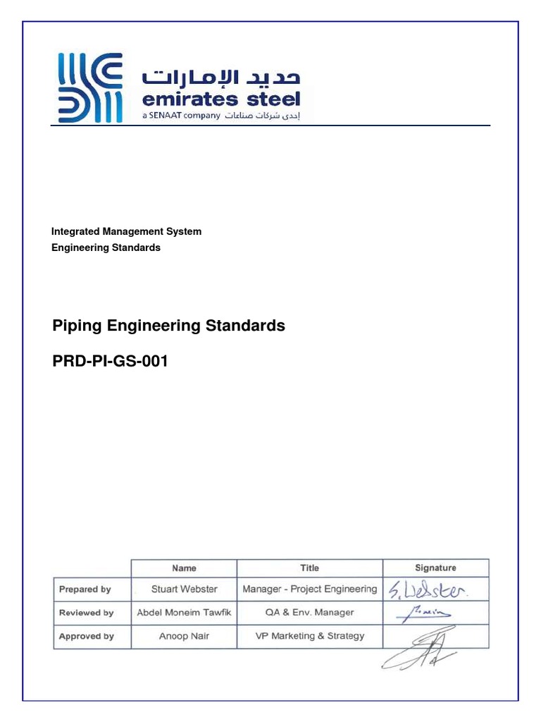 13 - PRD PI GS 001 - Piping Engineering Standards | PDF