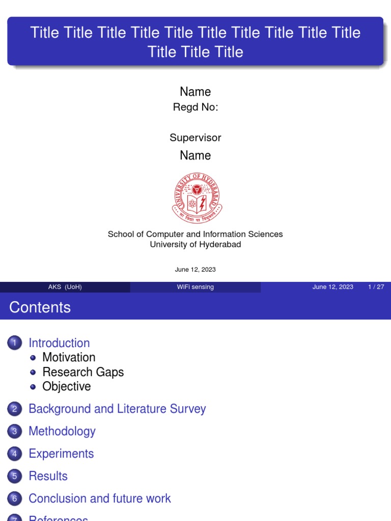 University of Hyderabad Presentation Template | PDF | Wi Fi | Theorem