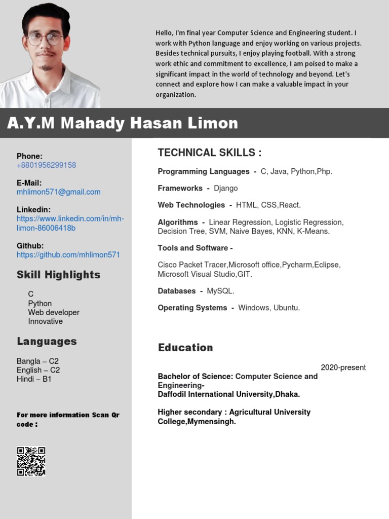 A.Y.M Mahady Hasan Limon: Technical Skills | PDF | Business