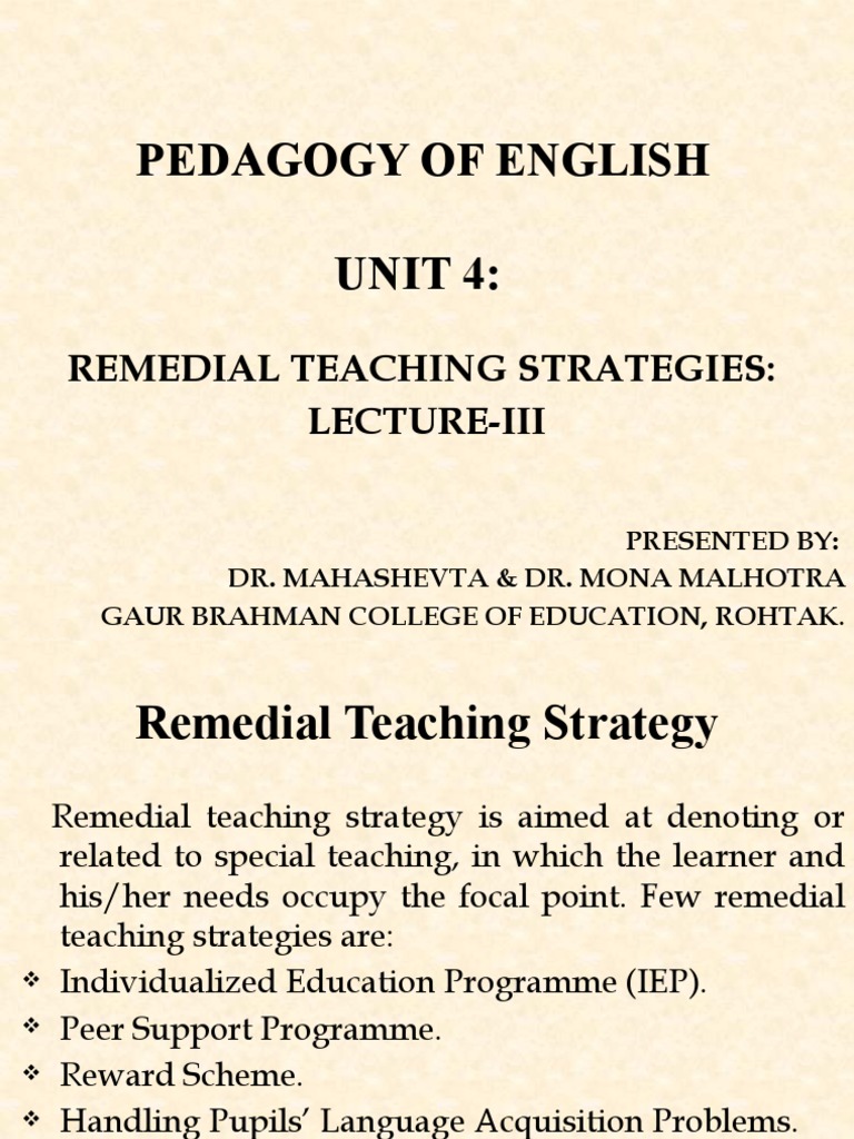 Effective Remedial Teaching Strategies | PDF | Individualized Education ...
