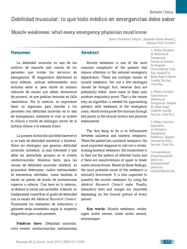 Debilidad Muscular: Lo Que Todo Médico en Emergencias Debe Saber | PDF ...