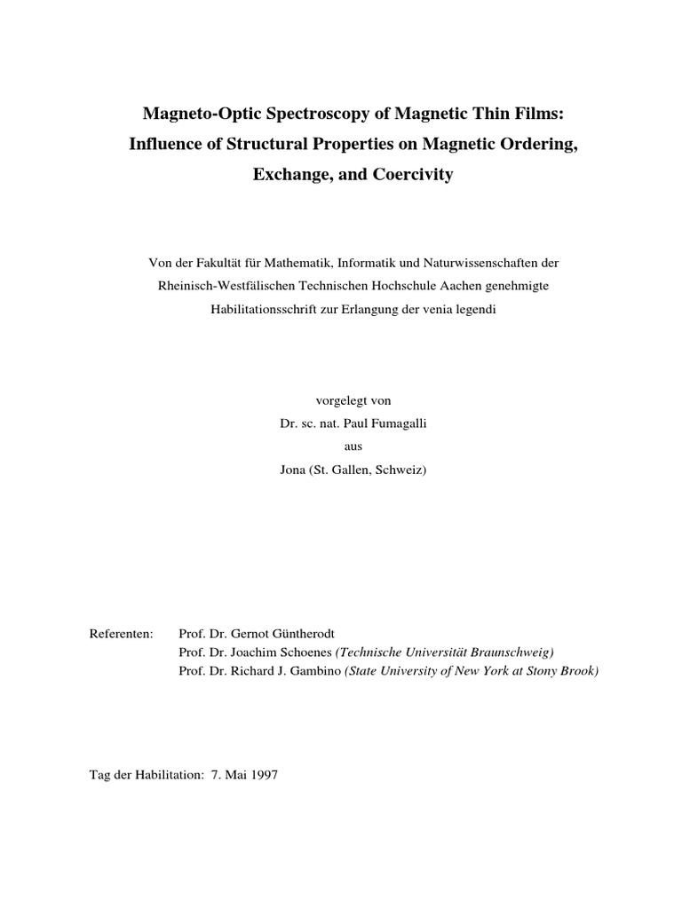 Magneto-Optic Spectroscopy of Magnetic Thin Films | PDF | Polarization ...