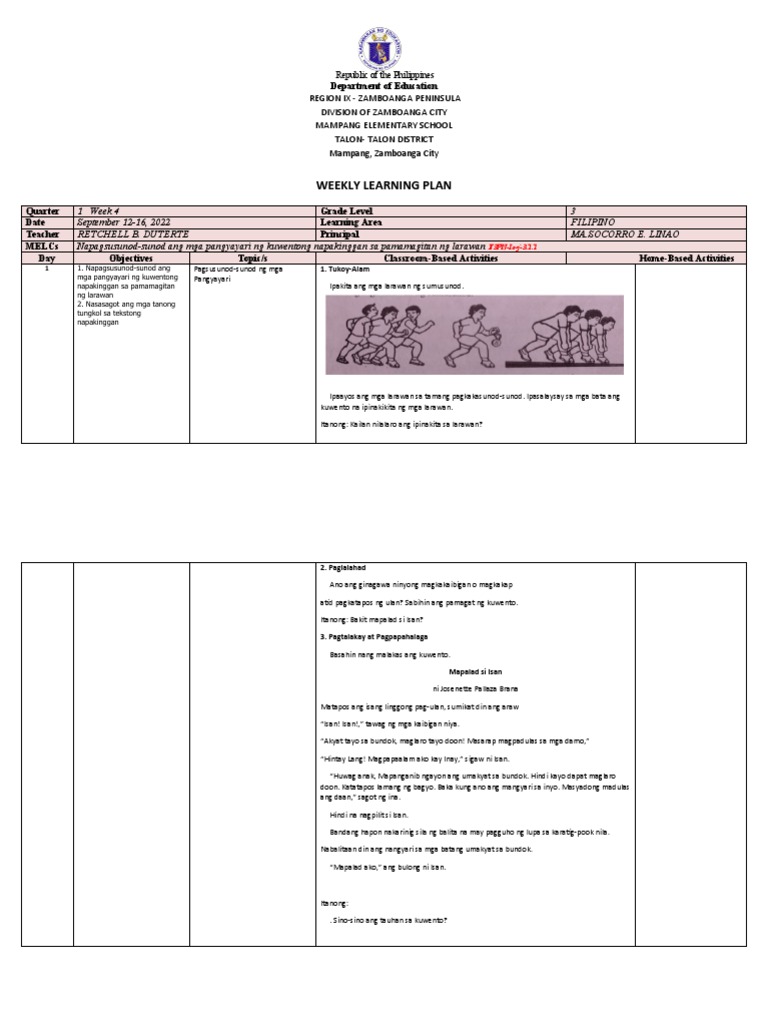 WLP q1 w4 Filipino Sy 22 23 | PDF