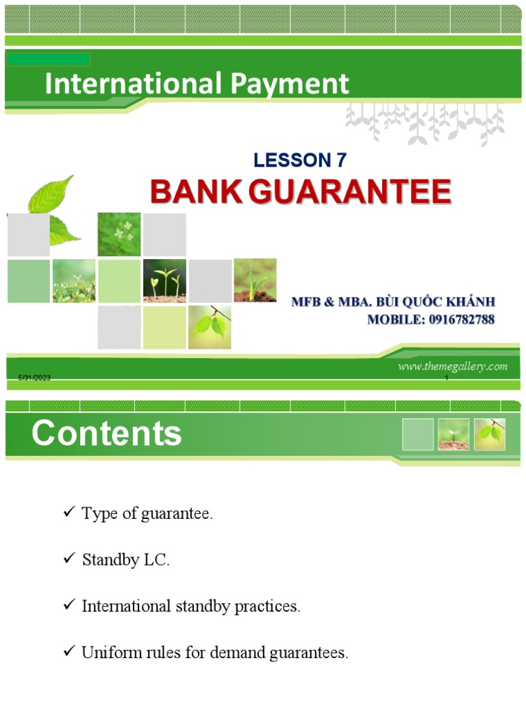 Lesson 7 - Bank Guarantee | PDF | Guarantee | Bonds (Finance)