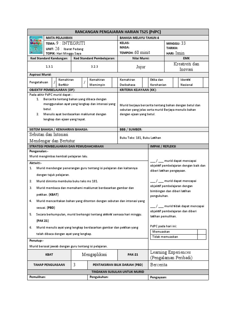 9: Integriti 26: 60 Minit 33 Isnin Jujur Kreativiti Dan Inovasi | PDF