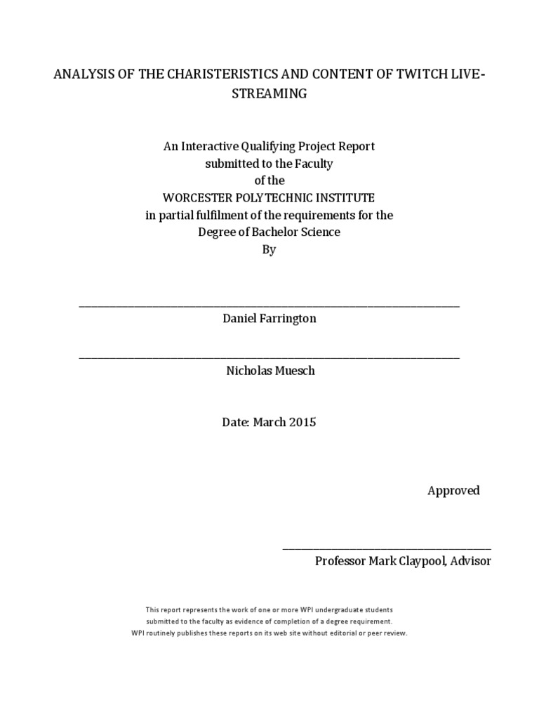 Twitch Live Streaming Analysis Report | PDF