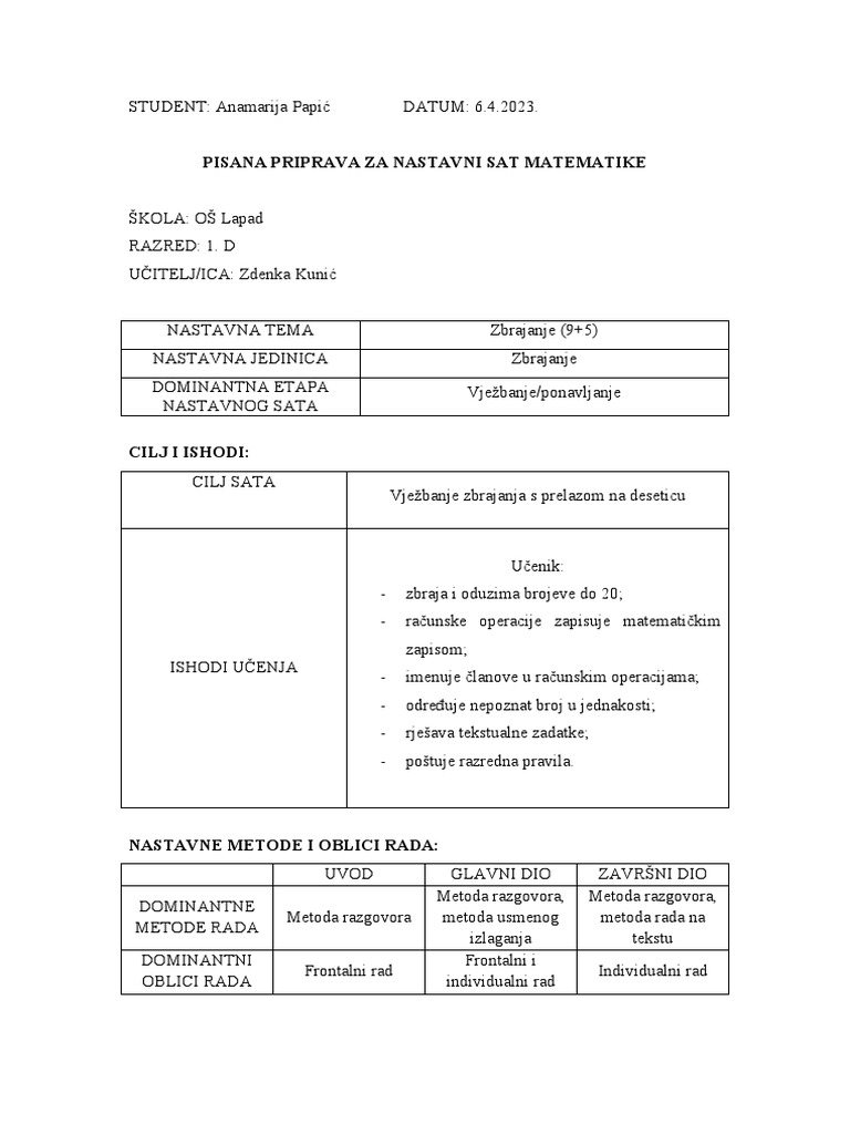 Obrazac Za Pripremu | PDF