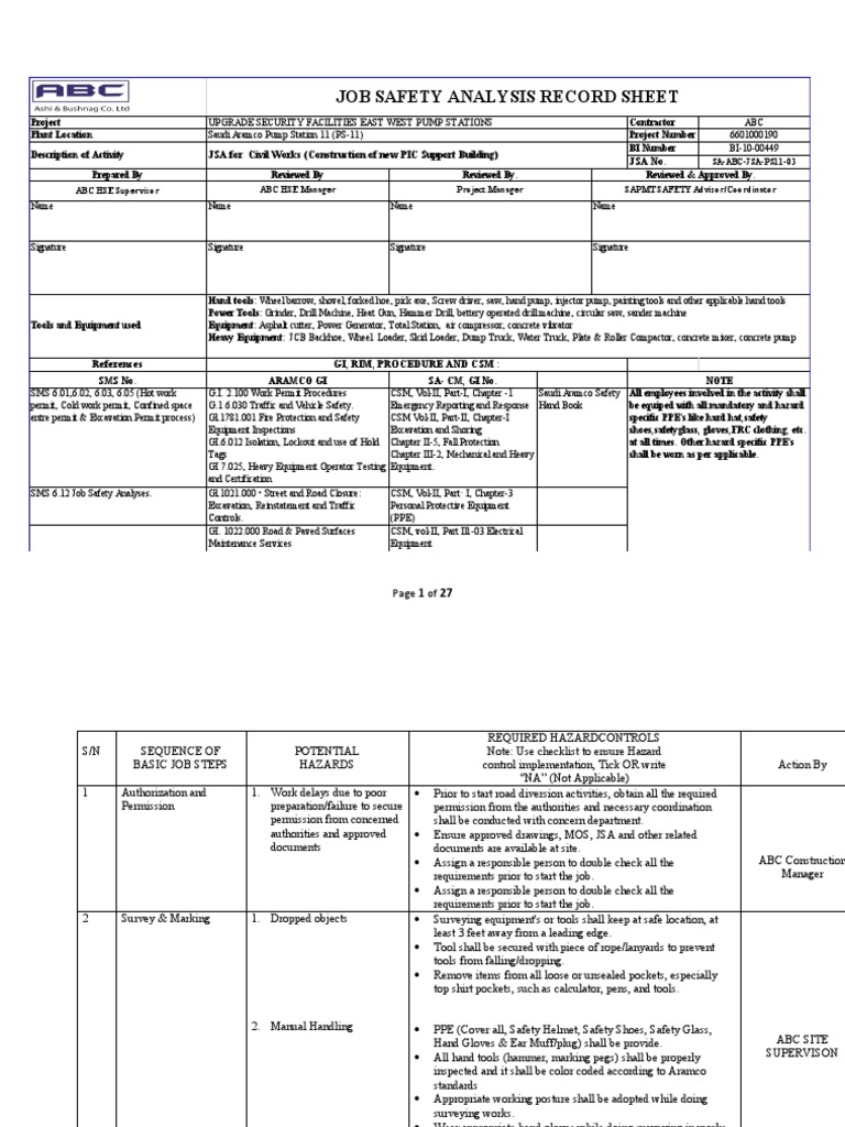 PS-11 (SA-ABC-JSA-PS11-03) Civil Works (Construction of New PIC Support ...
