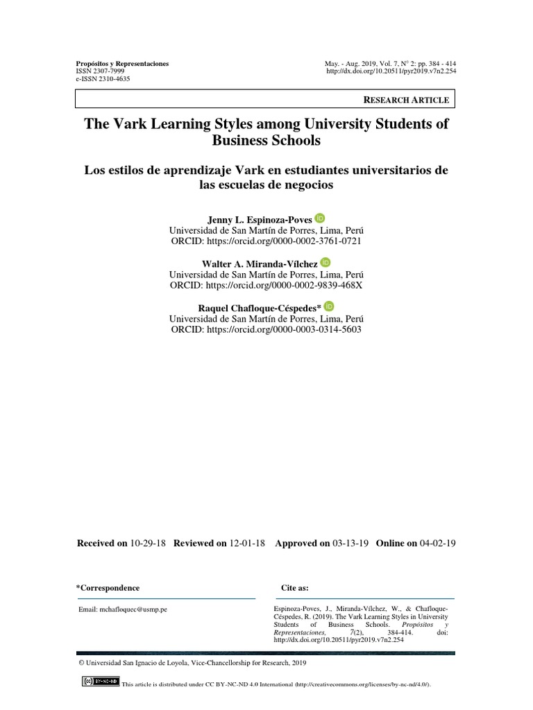 The Vark Learning Styles Among University Students of Business School | PDF | Learning Styles ...