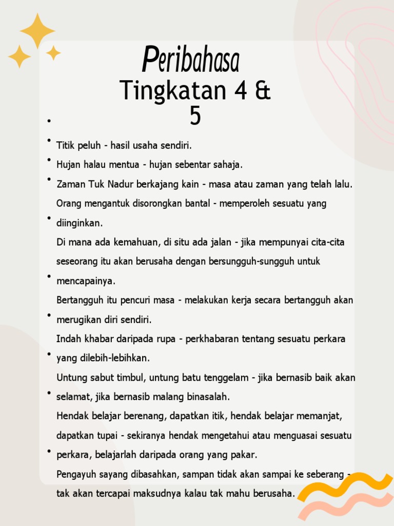 Senarai Peribahasa Tingkatan 4 Dan 5 | PDF | Kesehatan Holistik