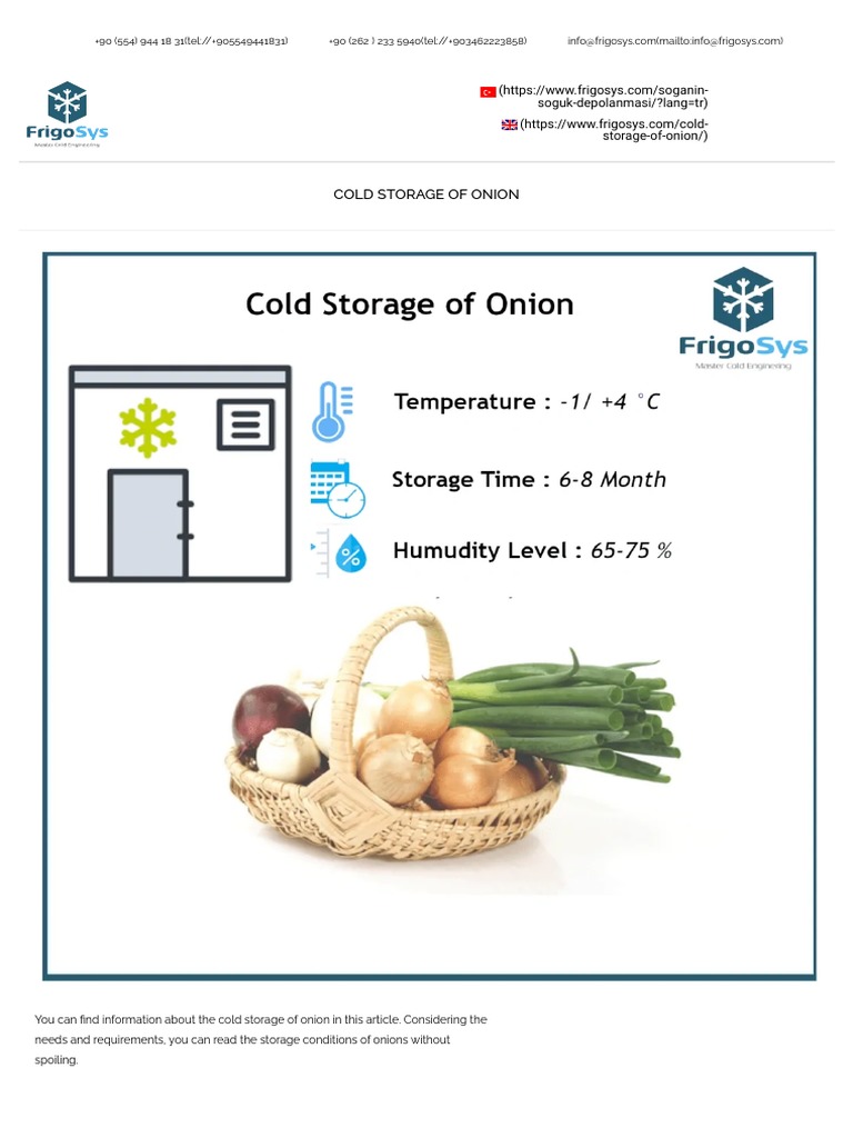 Cold Storage of Onion - Industrial Cold Room & Equipments | PDF | Onion ...