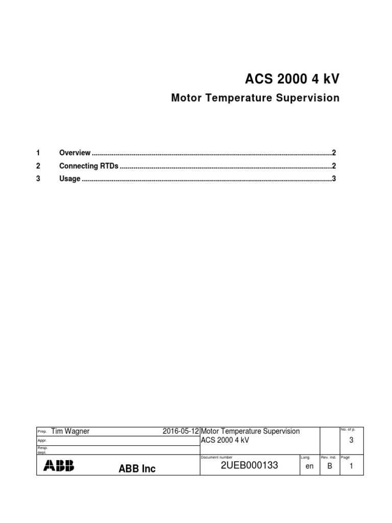 2UEB000133 ACS2000 4kV Motor Temp Supervision Rev B | PDF | Electrical ...