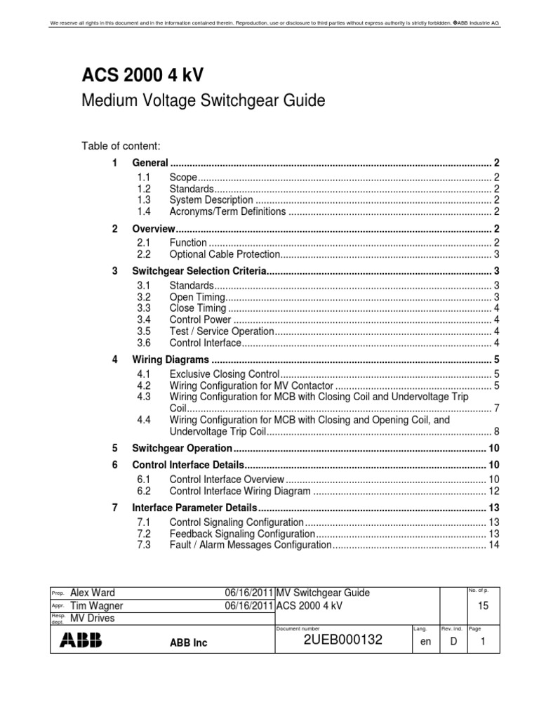 2UEB000132 - ACS - 2000 - 4 - KV - MV - Switchgear - Guide REV D | PDF ...