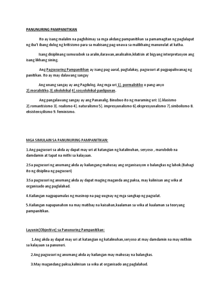 Panunuring Pampanitikan | PDF