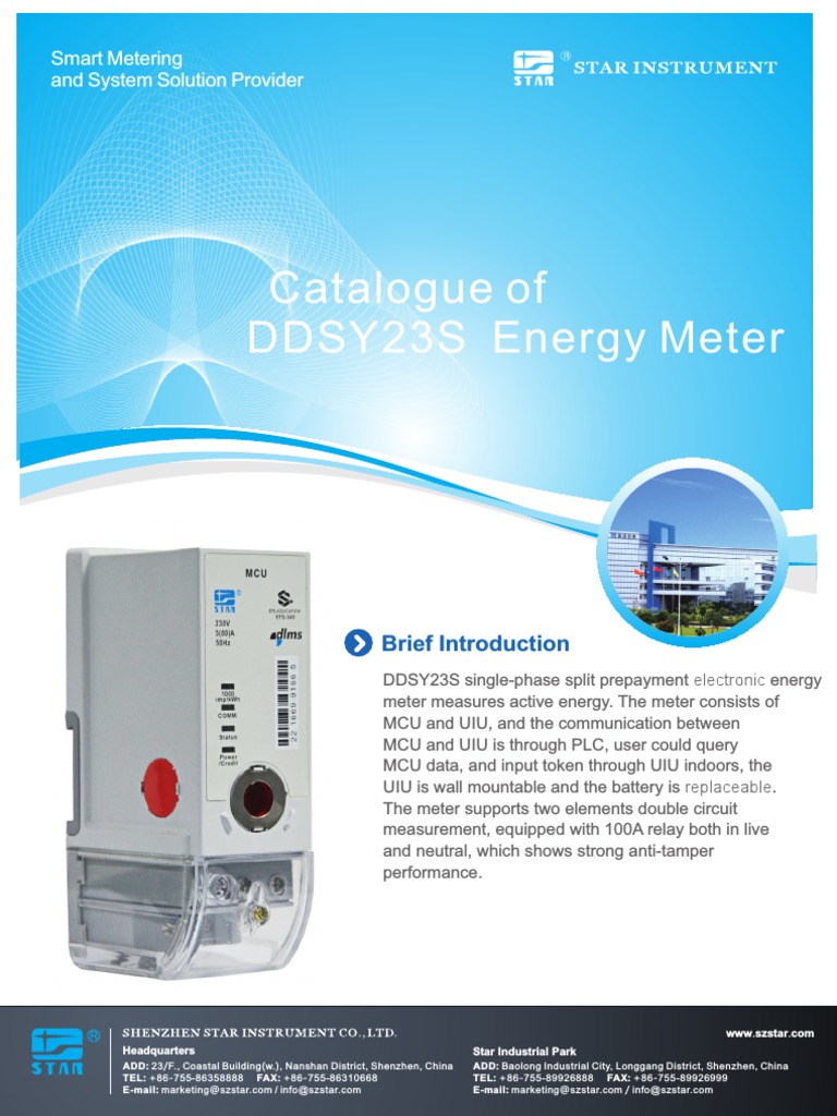 Catalogue of DDSY23S Energy Meter: Smart Metering and System Solution Provider | PDF | Computer ...