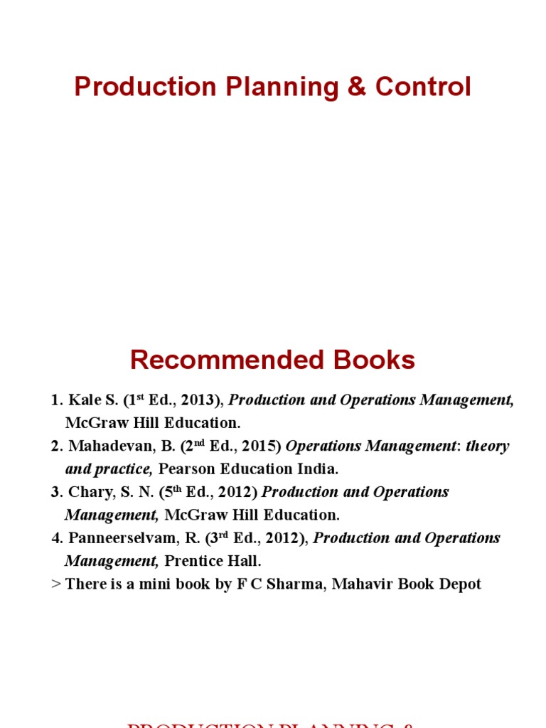 1.3 Production Planning & Control | PDF | Inventory | Operations Management