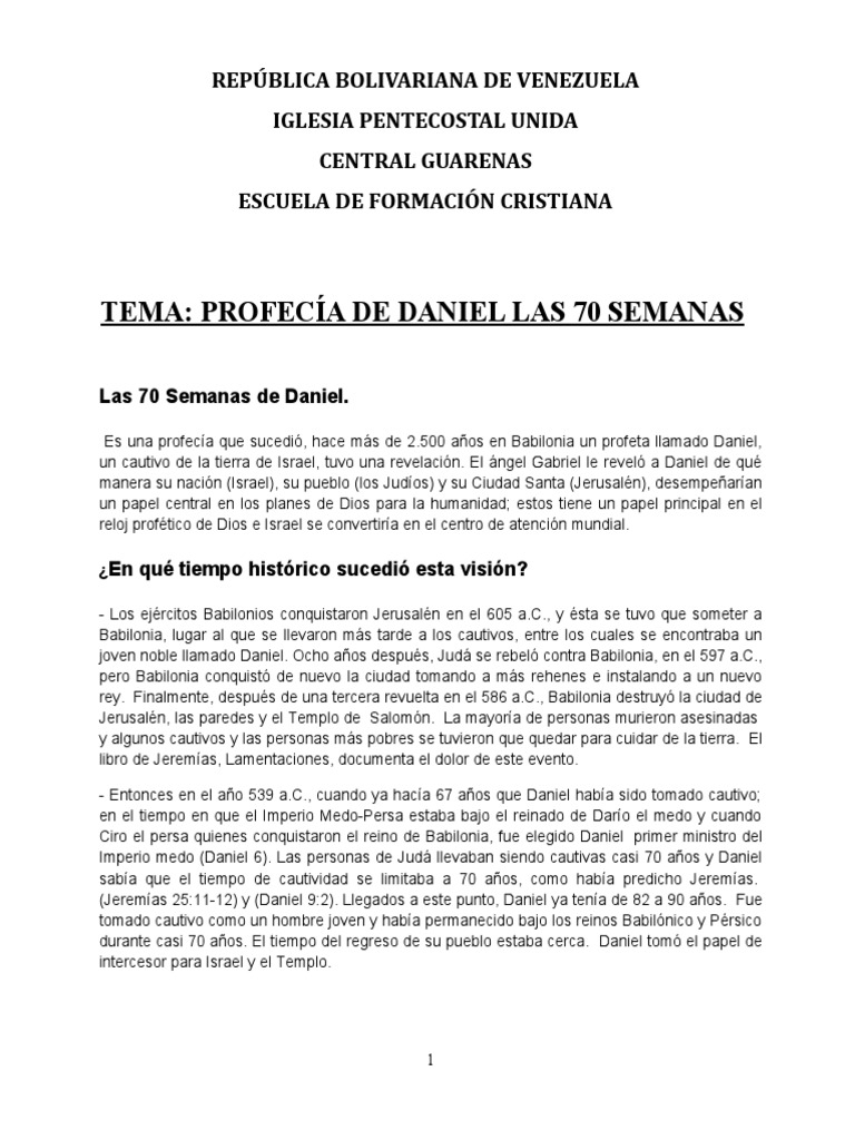 Guia 70 Semanas de Daniel | PDF | Templo en jerusalén | Daniel (figura ...