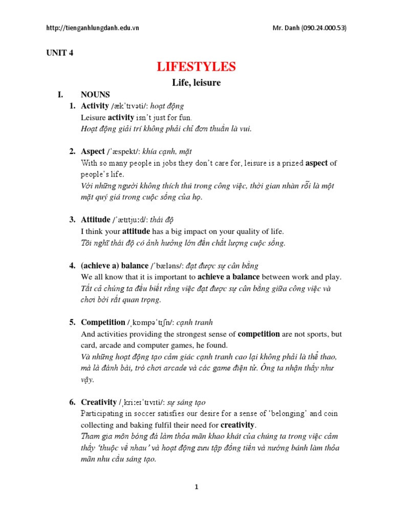 Unit 4 - Lifestyles | PDF