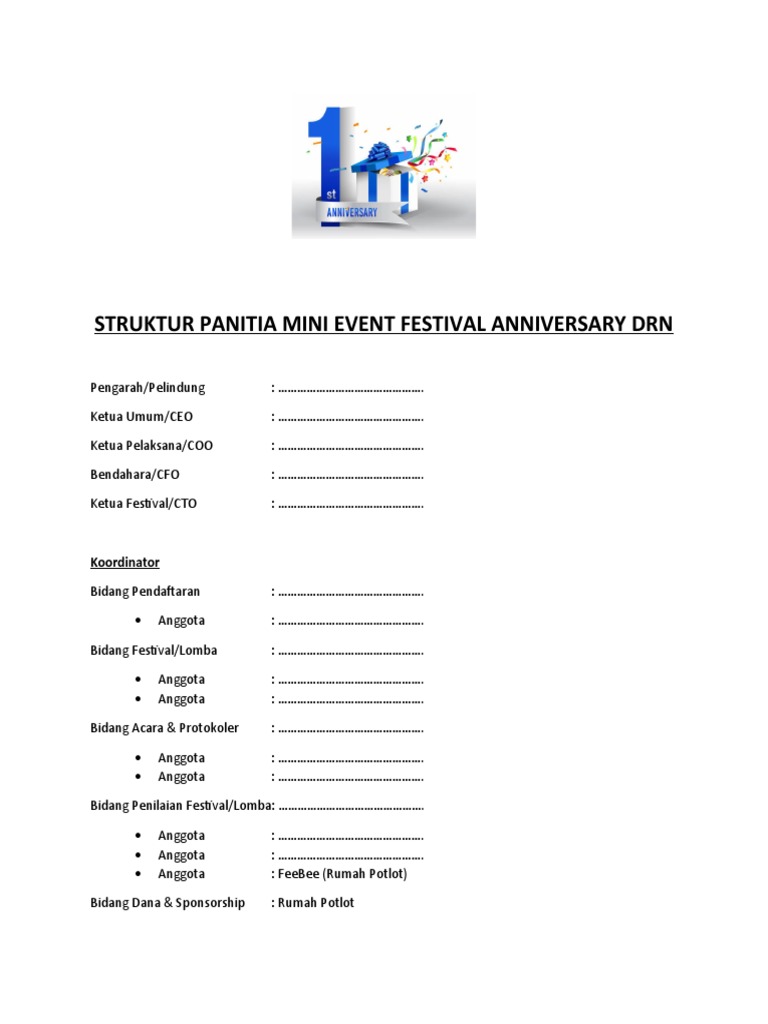 Struktur Panitia Mini Event Festival Anniversary DRN | PDF | Karier ...