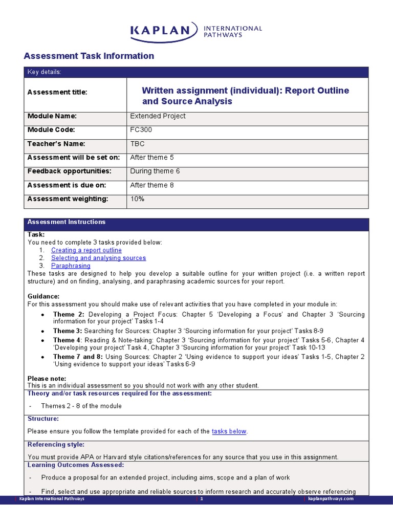 FC300 Report Outline Source Analysis ATI Template AY 2022-23 | PDF
