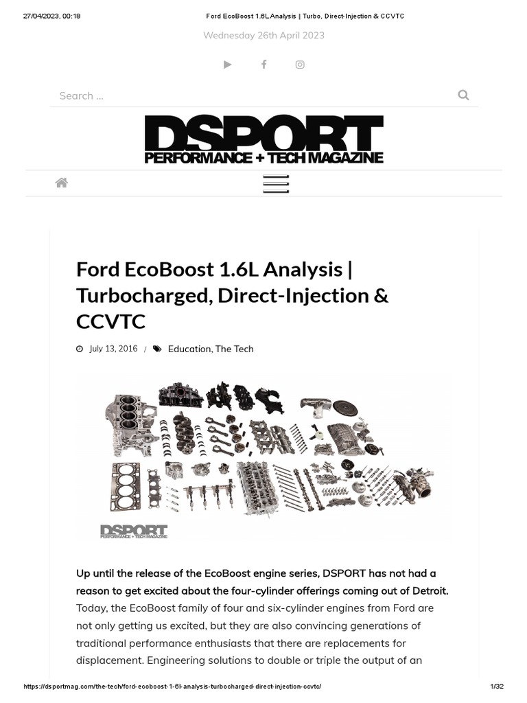 Ford EcoBoost 1.6L Analysis - Turbo, Direct-Injection & CCVTC | PDF ...