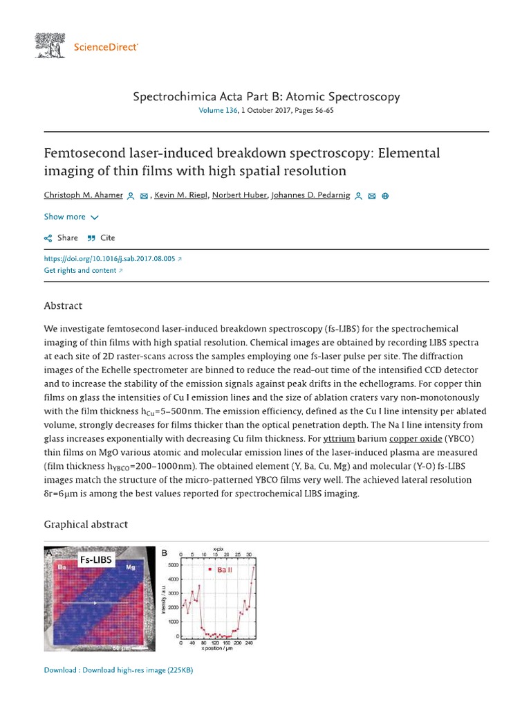 Femtosecond Laser-Induced Breakdown Spectroscopy Elemental Imaging of Thin Films With High ...