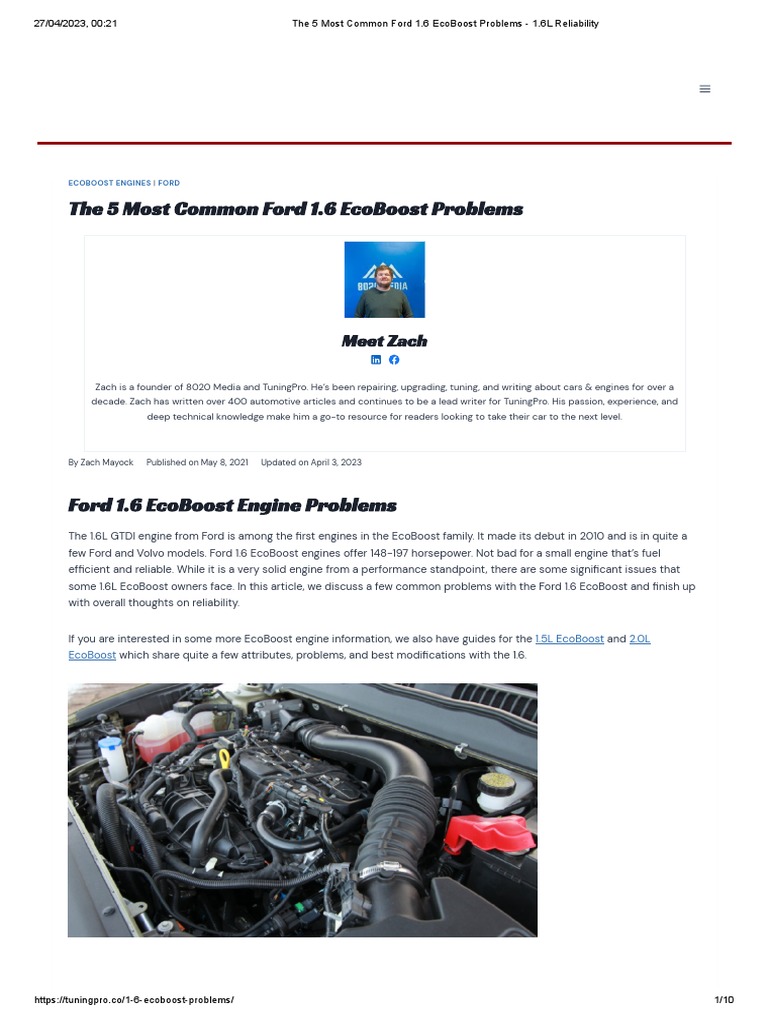 The 5 Most Common Ford 1.6 EcoBoost Problems - 1.6L Reliability | PDF