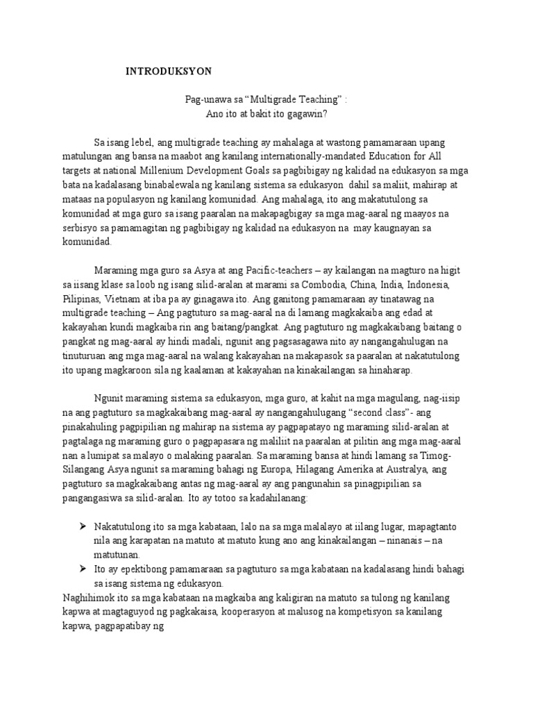 Multigrade Class 1 | PDF