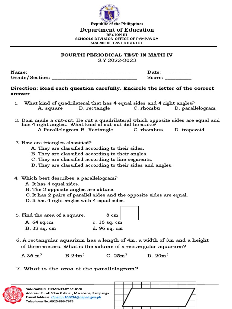 Math | PDF | Rectangle | Geometric Shapes