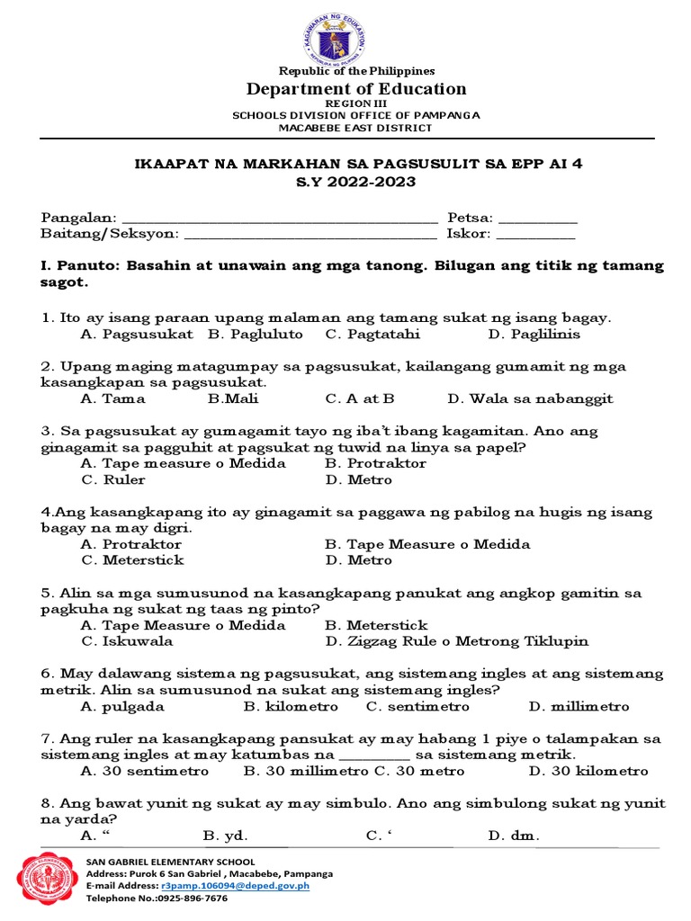 4TH Grading PT Tle Ia | PDF