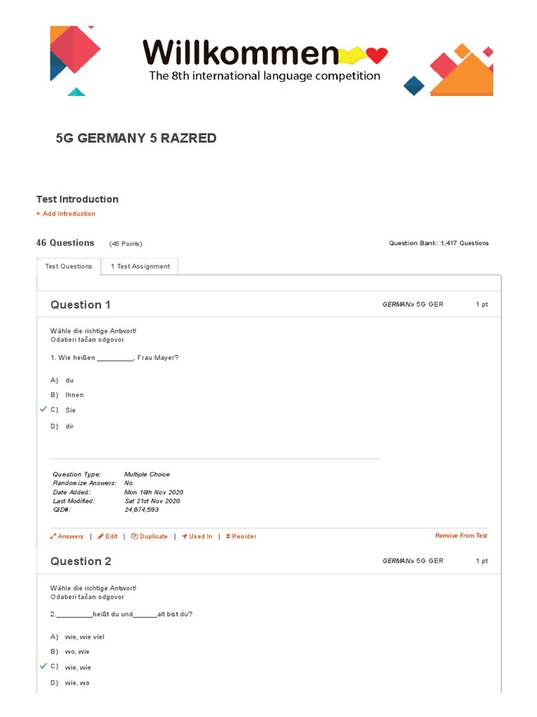5 German Test | PDF