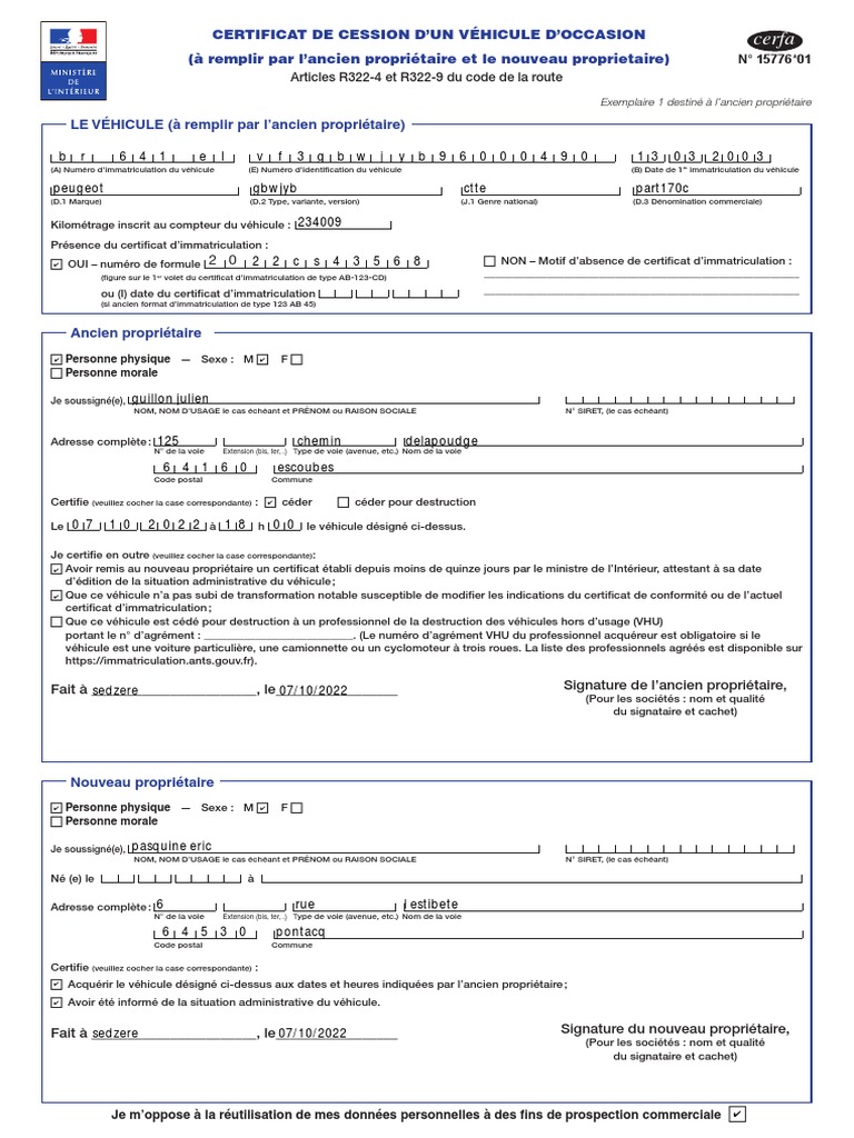 Cerfa 15776-01 | PDF