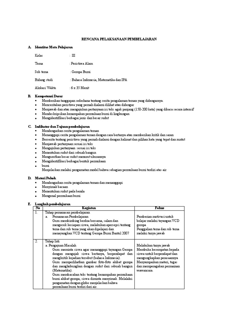 Contoh+RPP+Tematik+di+SD+kelas+rendah | PDF