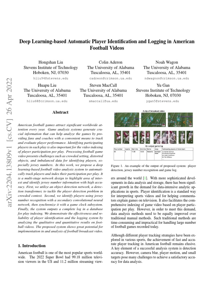 27_Deep Learning-based Automatic Player Identification and Logging in American | PDF | Deep ...