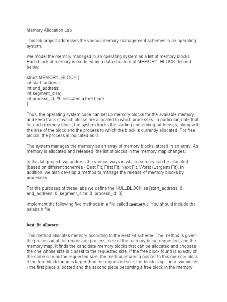 Memory Management Allocation Techniques | PDF | Pointer (Computer Programming) | Parameter ...
