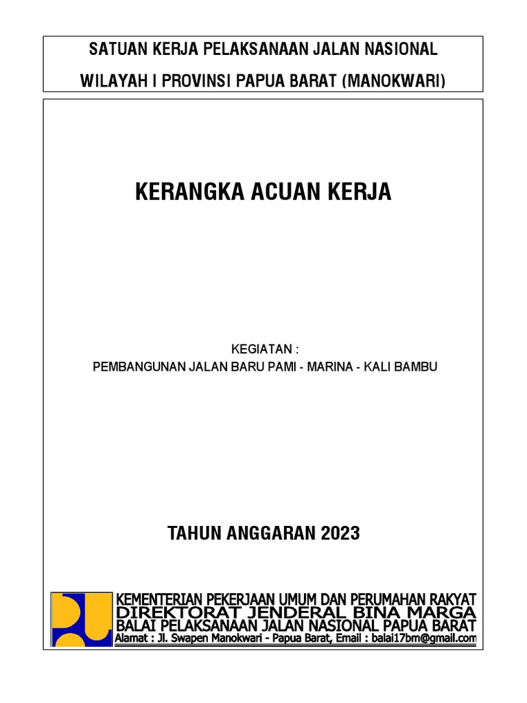 Kak Pembangunan Jalan Baru Pami Marina Kali Bambu | PDF