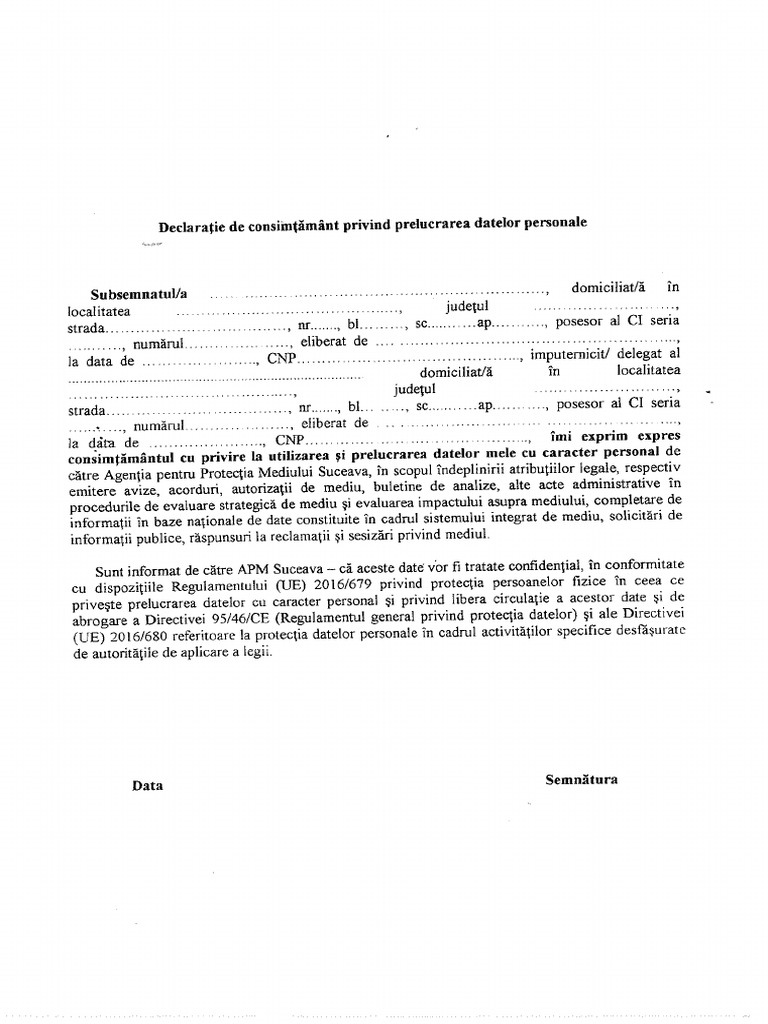 Declaratie de Consimtamant | PDF